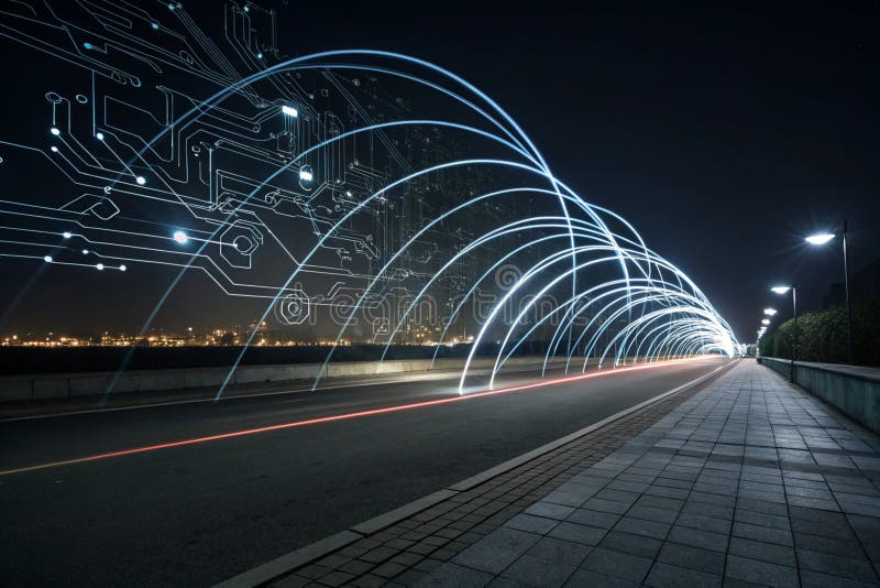 Abstract Long Exposure Tail Light on Black Background Stock ...