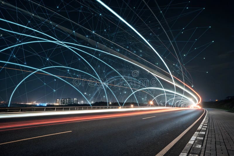 Abstract Long Exposure Tail Light on Black Background Stock ...