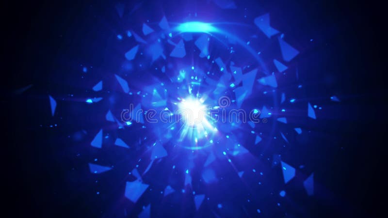 Abstract Loop Animation of Blue Glass Element Shattering and Exploding ...