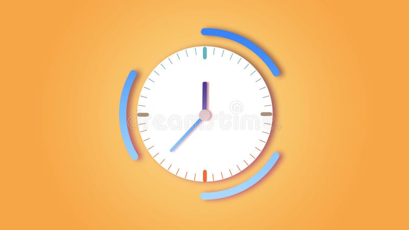 Abstract Loop Animation of a Clock on the Orange Background. Stock ...