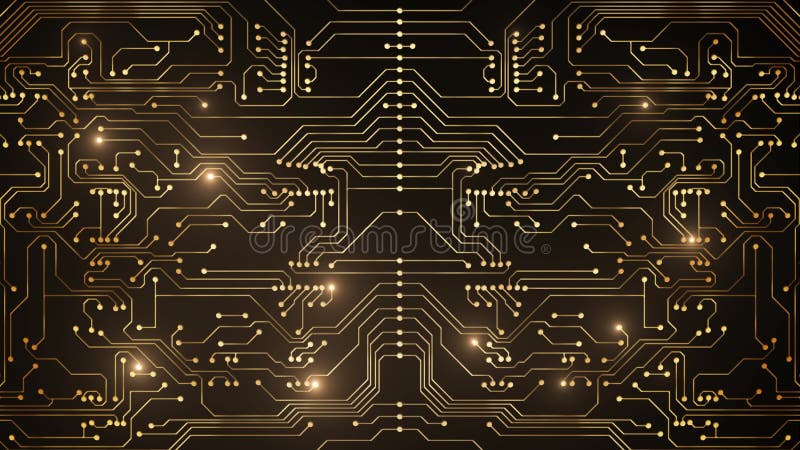 Abstract Loop Animation of Gold Circuit Stock Video - Video of ...