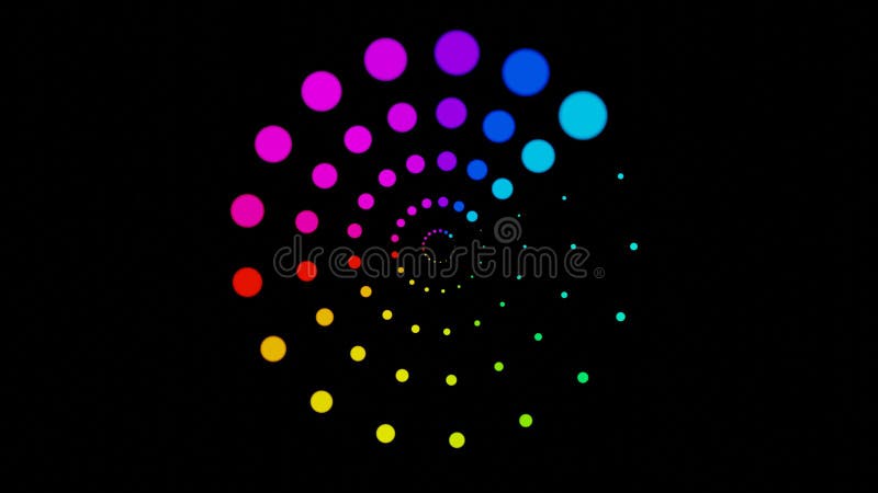 Abstract Loop Animation Rings Like Disk Of Colored Dots Of Different Sizes Rotate On Black