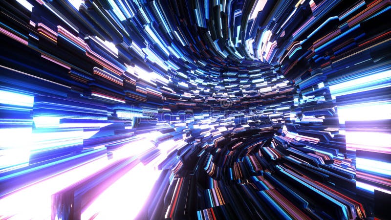 Abstract Loop Blue Digital Shine Ray Rotation Tunnel Stock Video ...