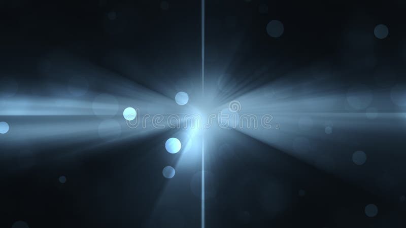 Loop Blue Bokeh Particles with Shine Rays on Black Background Stock ...