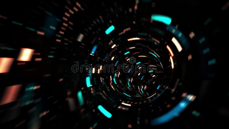 Dark Tunnels in Animation. Design. Light Animations that Move Quickly Inside Stock Footage ...