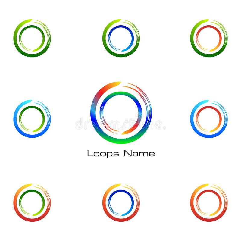 Abstract Loop Logo with Geometric Circle Wheels Set. Business Icon, Web ...