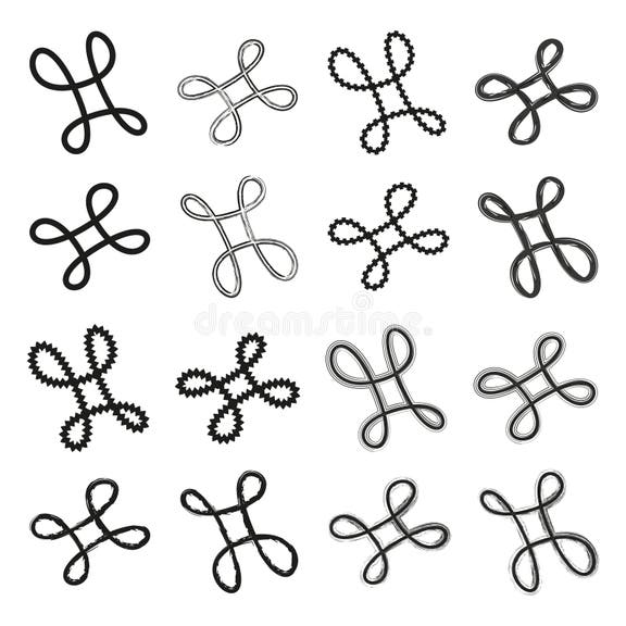 Abstract Loop Symbols. Twisted Line Patterns. Decorative Geometric ...