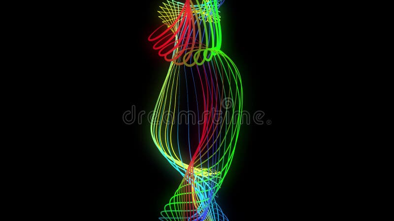 Abstract Loopable Motion Multicolored Waving Lines Texture at Black ...
