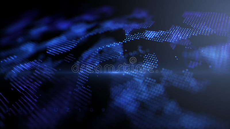Abstract Looped Background. Neon Blue Cyber Digital Map of the World ...