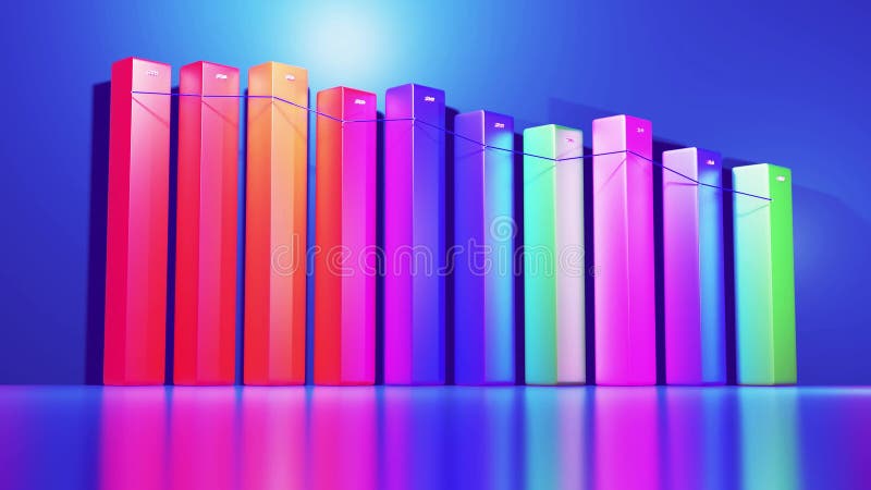 Abstract Looped Infographics Background with Multicolored 3d Bars on ...