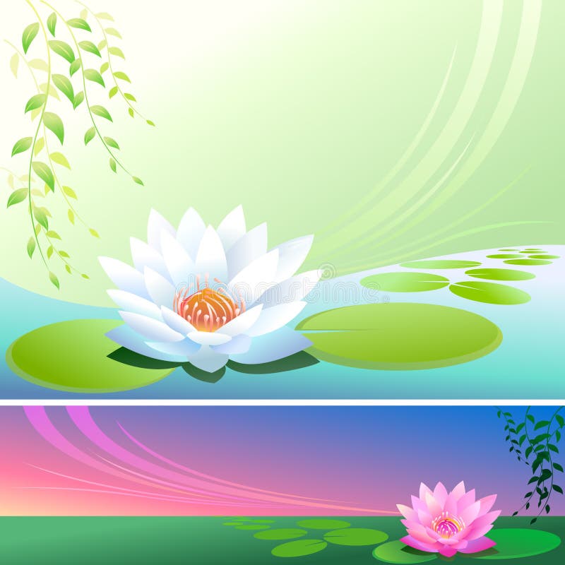 Abstract Lotus Flower in a Pond - Vector Backgroun Stock Vector ...