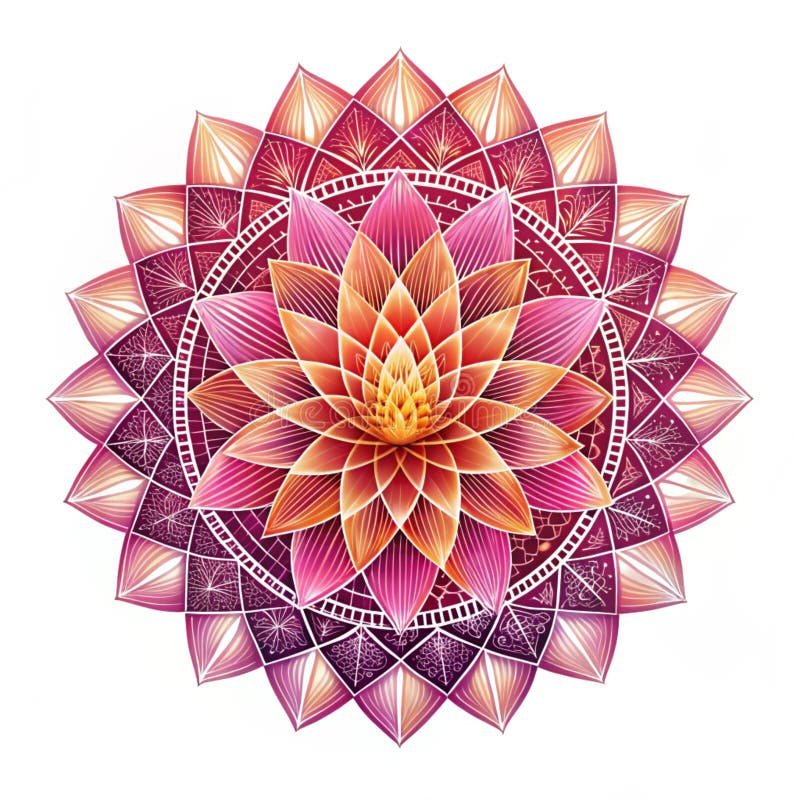 Abstract Lotus with Radiating Patterns Stock Illustration ...
