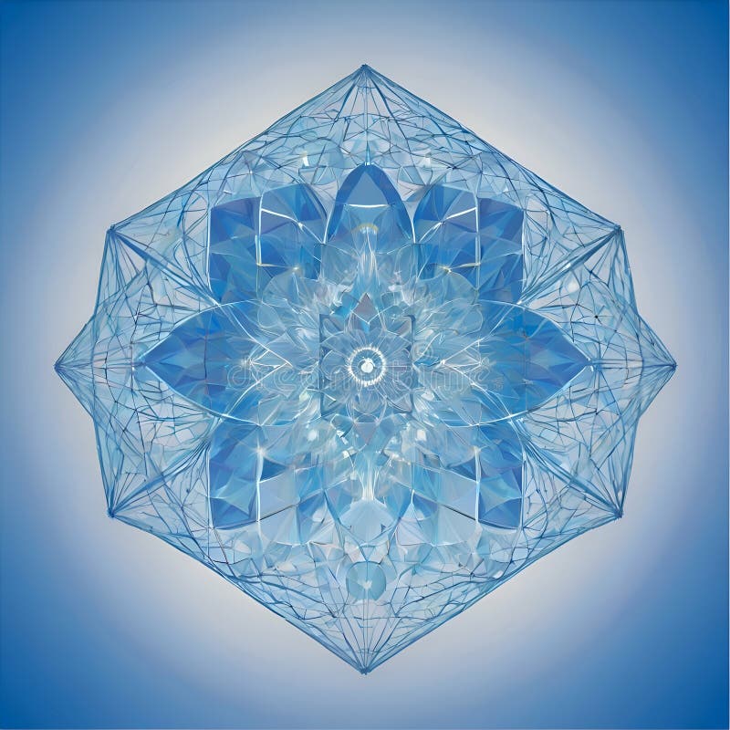 Abstract Lotus Sign Form Lines and Triangles, Point Connecting Network ...