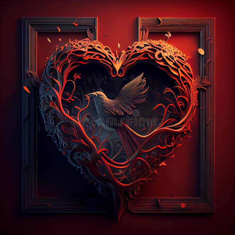 Abstract Love Heart Background. Generative AI Stock Illustration ...