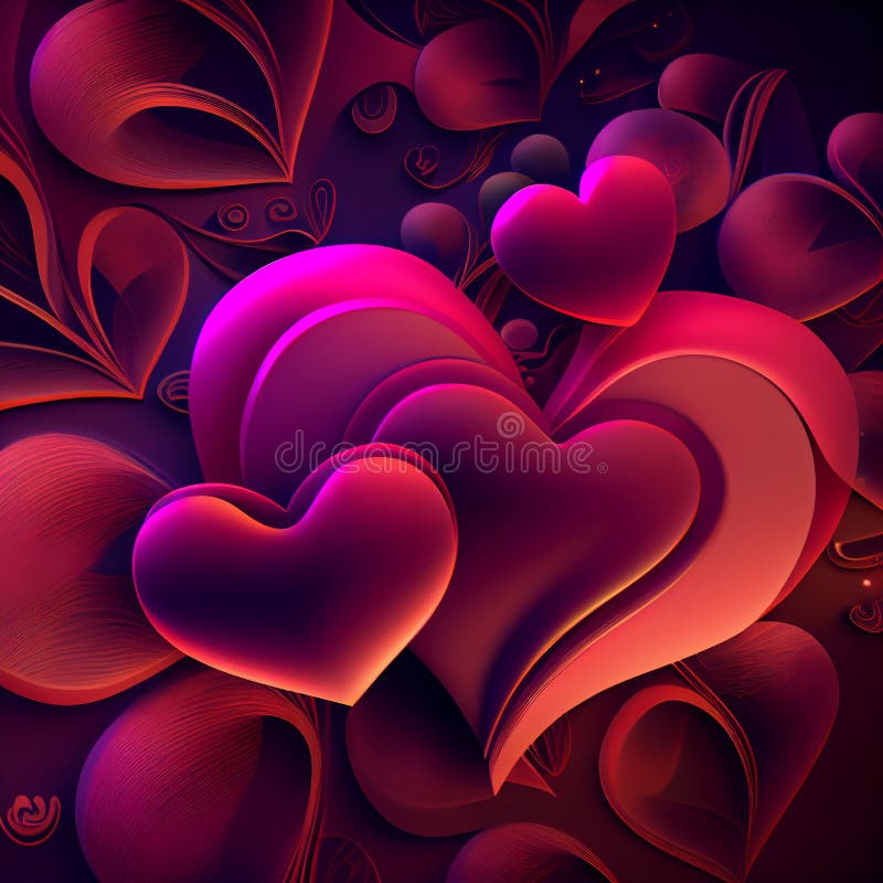 Abstract Love Heart Background. Generative AI Stock Illustration ...