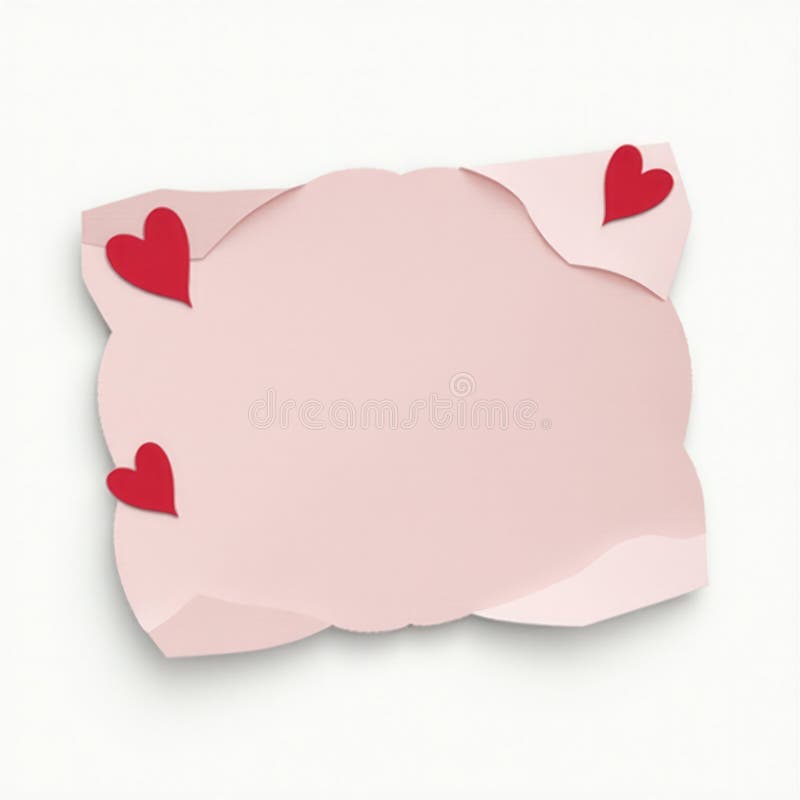 Abstract Love Note with Folded Paper Effects on a White Background ...