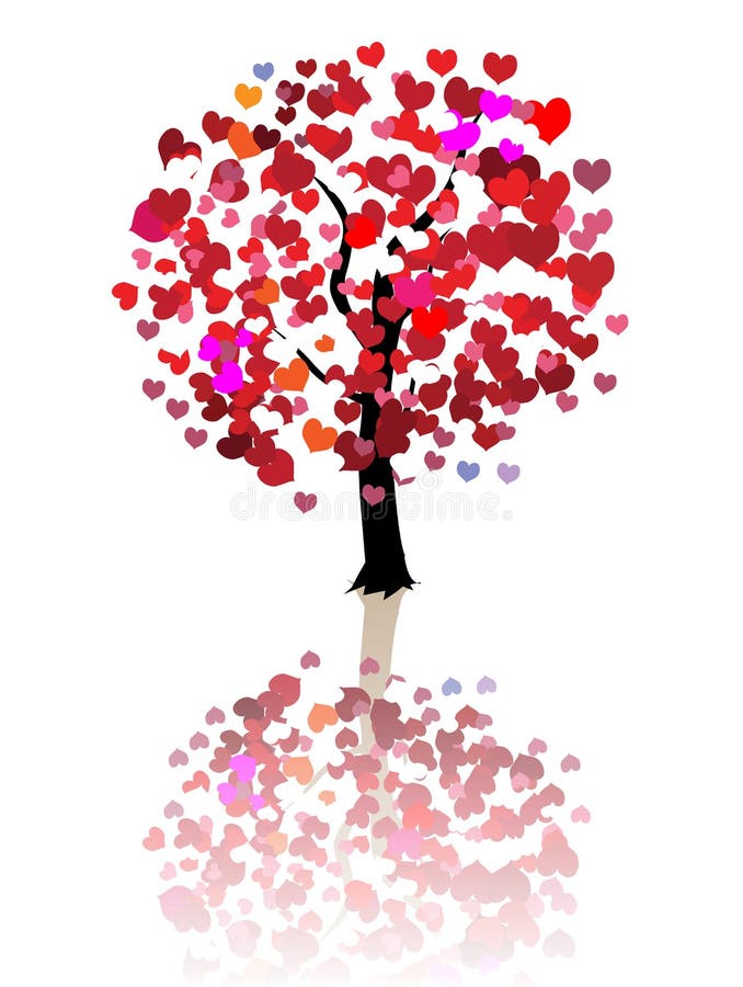 Abstract Love Tree Background Stock Vector - Illustration of black ...