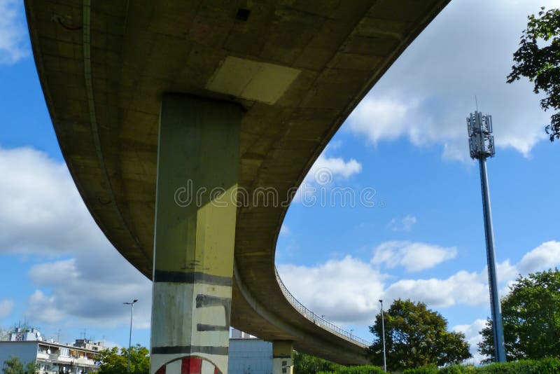 Abstract Low Level View of Concrete Overpass Highway Stock Image ...