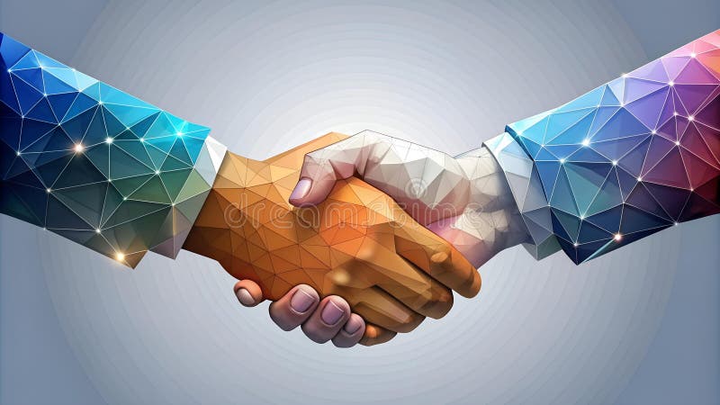 Abstract Low Poly Agreement Handshake: Interlocking Geometric Forms ...