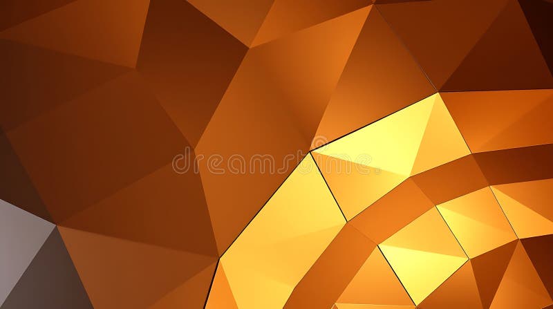 Abstract Low Poly Background with Golden Geometric Shapes and Warm ...
