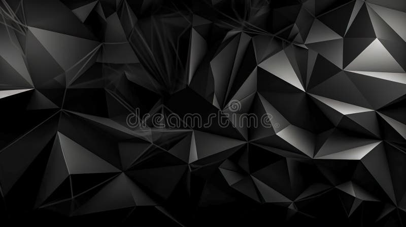 Abstract Low Poly Background of Triangles in Dark Black Colors ...