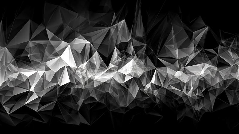 Abstract Low Poly Background of Triangles in Dark Black Colors ...