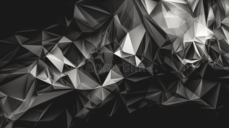 Abstract Low Poly Background of Triangles in Dark Black Colors ...