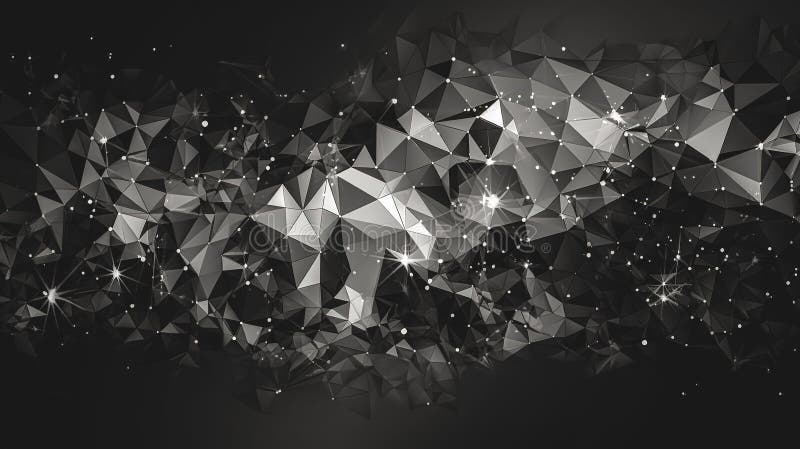 Abstract Low Poly Background of Triangles in Dark Black Colors ...