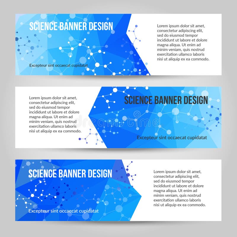Abstract Low Poly Banners Set with Molecule Structure Stock Vector ...