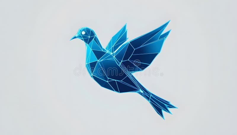 Abstract Low Poly Blue Dove in Flight: Digital Art of Peace and Freedom ...