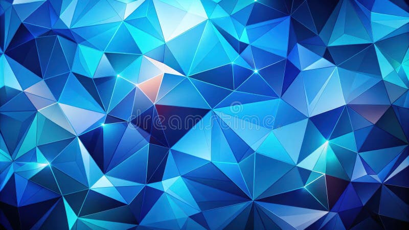 Abstract Low-poly Blue Geometric Background with Shiny Triangles ...