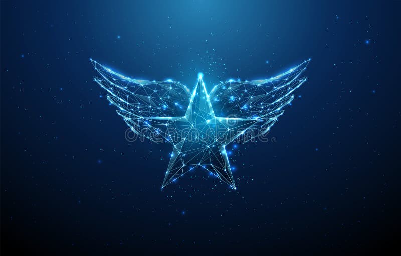 Abstract Low Poly Blue Star with Wings Stock Illustration ...