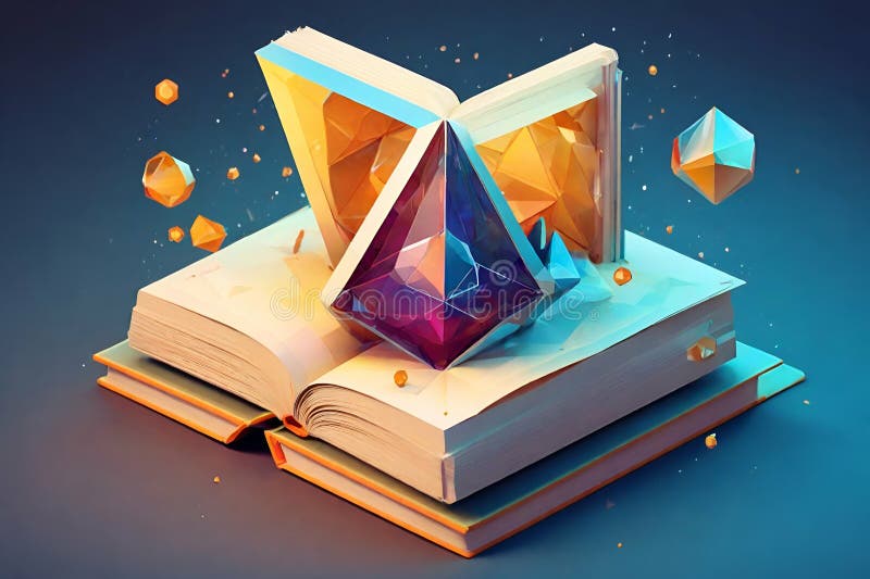 Abstract Low Poly Book with Futuristic Element Stock Illustration ...