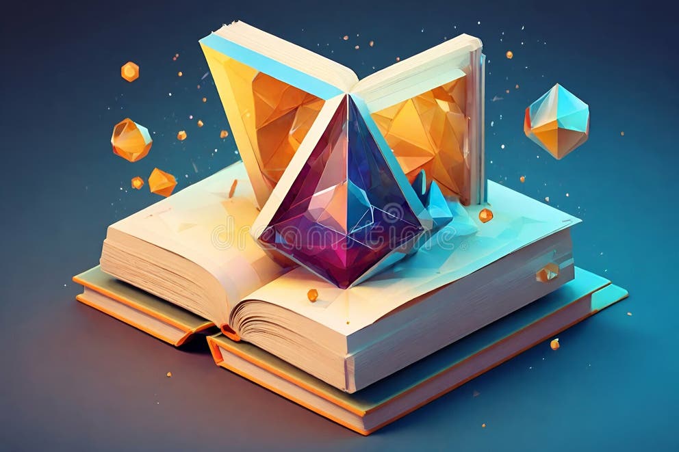 Abstract Low Poly Book with Futuristic Element Stock Illustration ...