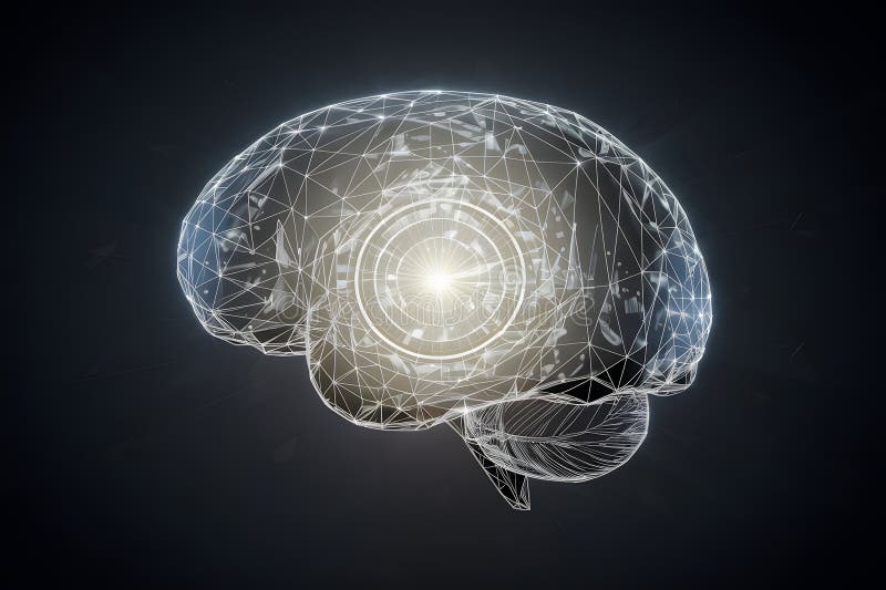 Abstract Low Poly Brain Representing Intelligence, Wisdom, on Dark ...