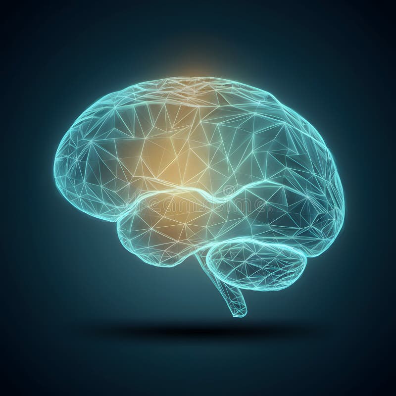 Abstract Low Poly Brain Representing Intelligence, Wisdom, on Dark ...