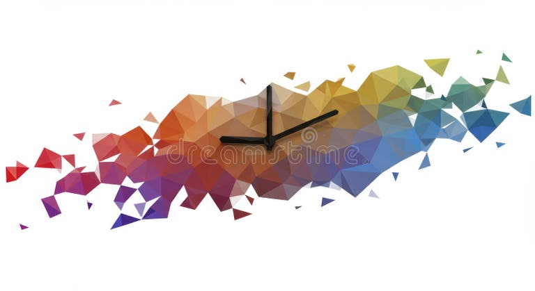 Abstract Low Poly Clock stock illustration. Illustration of vibrant ...