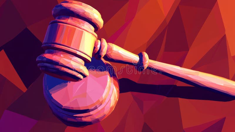 Abstract Low-poly 3D Model of a Judge S Gavel and Soundboard in a ...