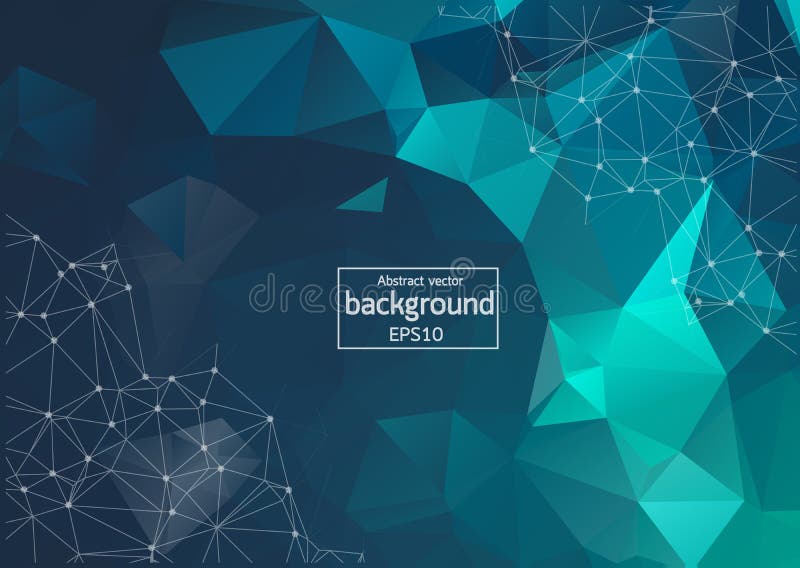 Abstract Low Poly Dark Blue Technology Vector Background. Connection ...