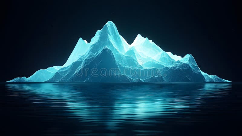 Digital Iceberg with Underwater Polygonal Structure Stock Illustration ...