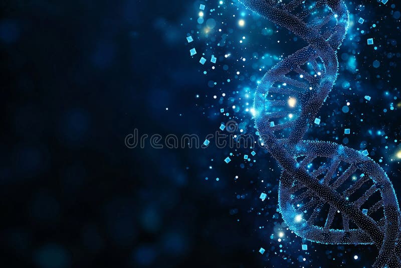 Abstract Low Poly DNA Structure on Dark Blue Background Showcasing ...