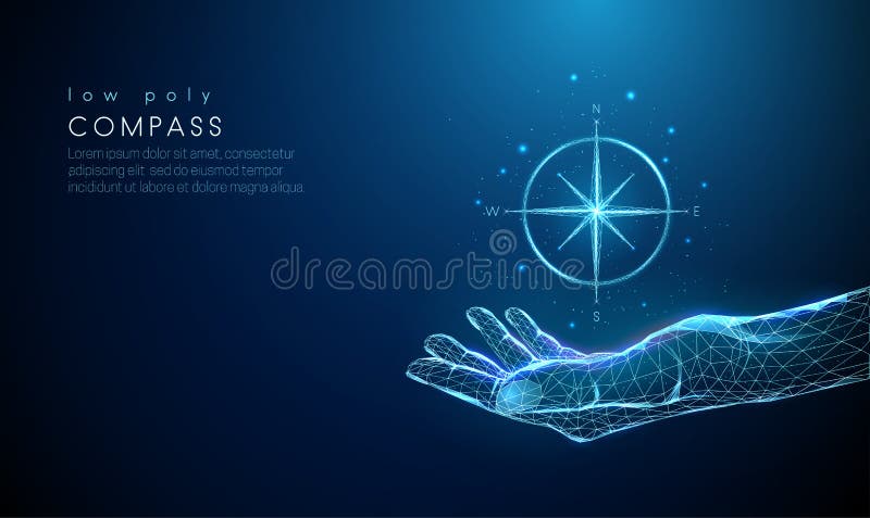 Abstract Low Poly Giving Hand with Compass Stock Vector - Illustration ...