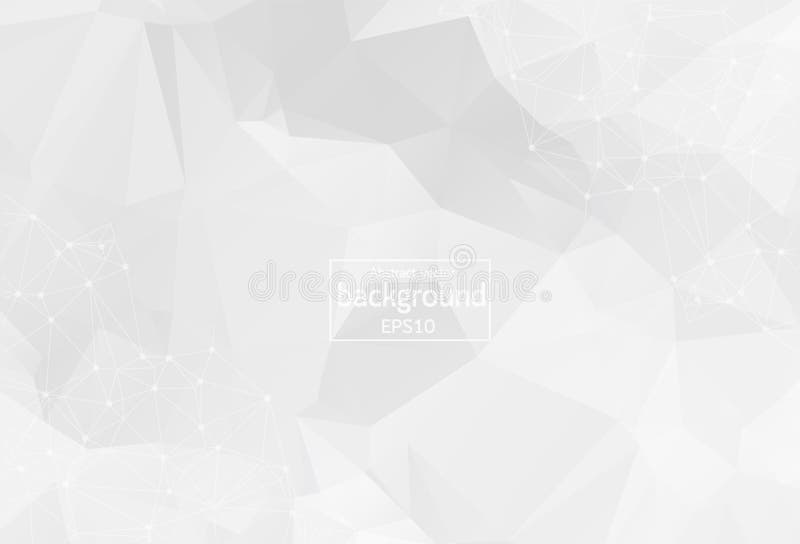 Abstract Low Poly Grey White Technology Vector Background. Connection ...