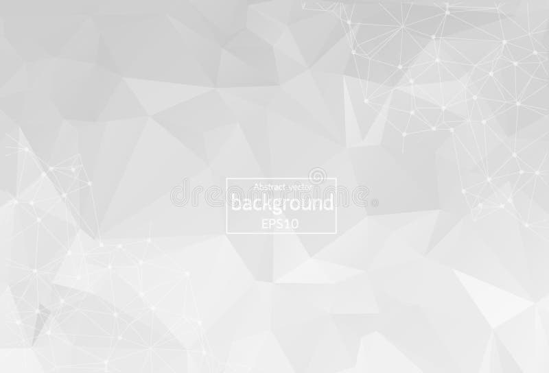 Abstract Low Poly Grey White Technology Vector Background. Connection ...