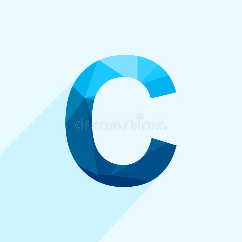 Blue Vector Polygon Letter C with Long Shadow. Stock Vector ...