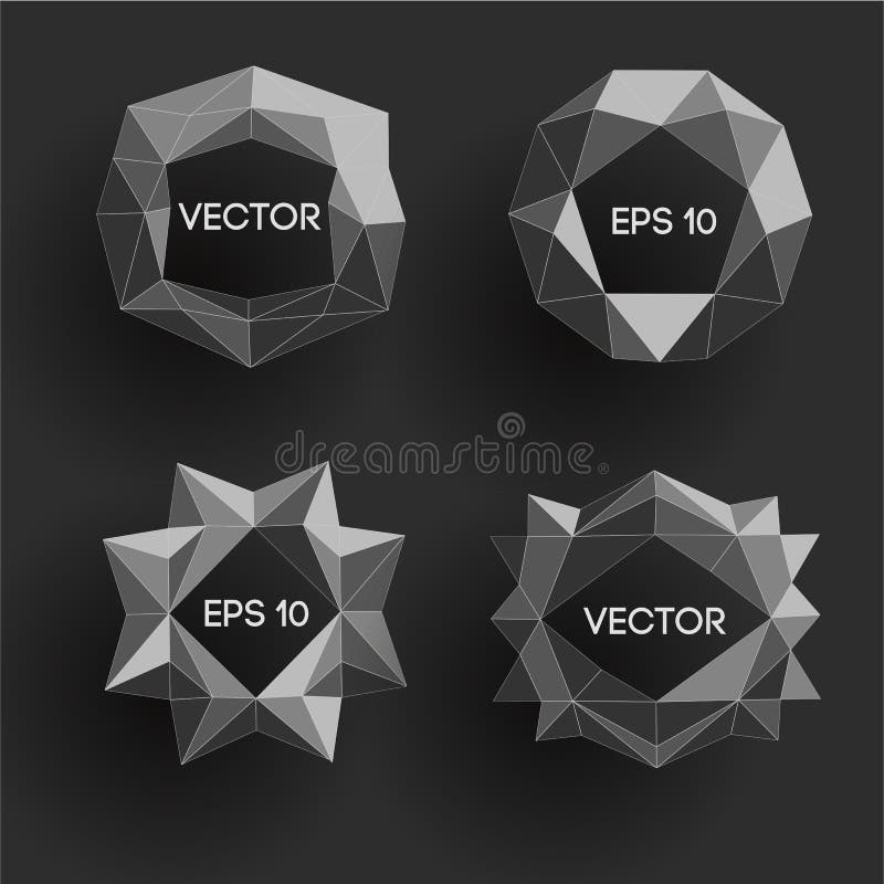 Abstract Low Poly Modern Labels. Vector Low Poly Frame with Space for ...