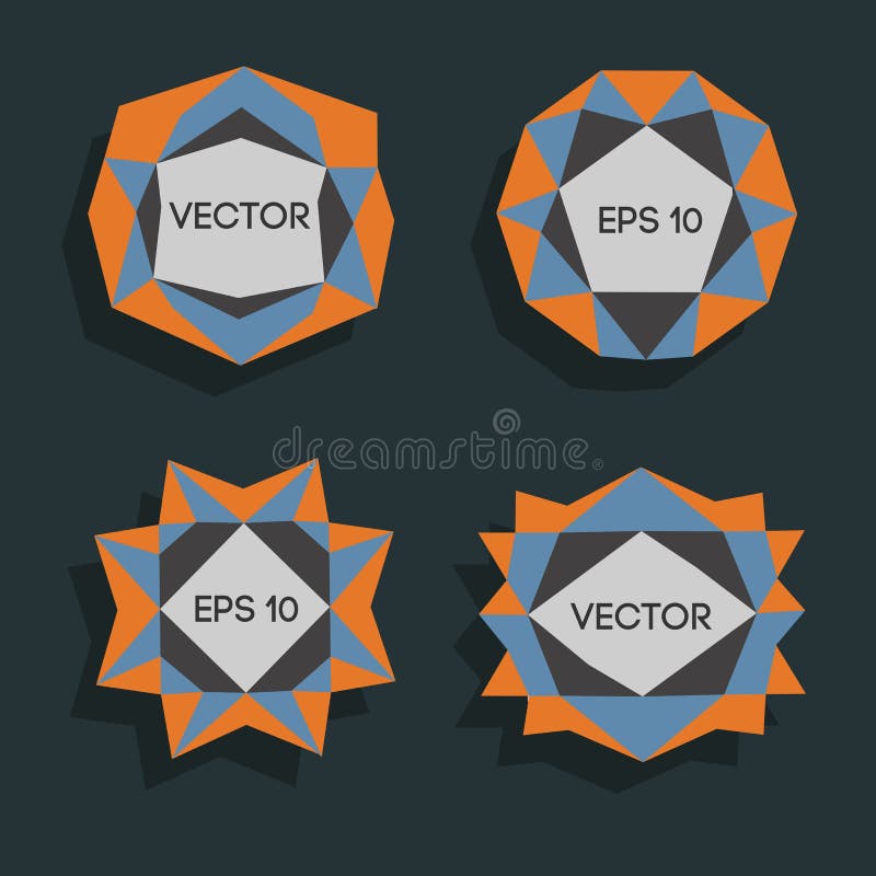 Abstract Low Poly Modern Labels. Vector Low Poly Frame with Space for ...