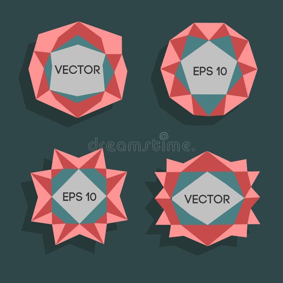 Abstract Low Poly Modern Labels. Vector Low Poly Frame with Space for ...