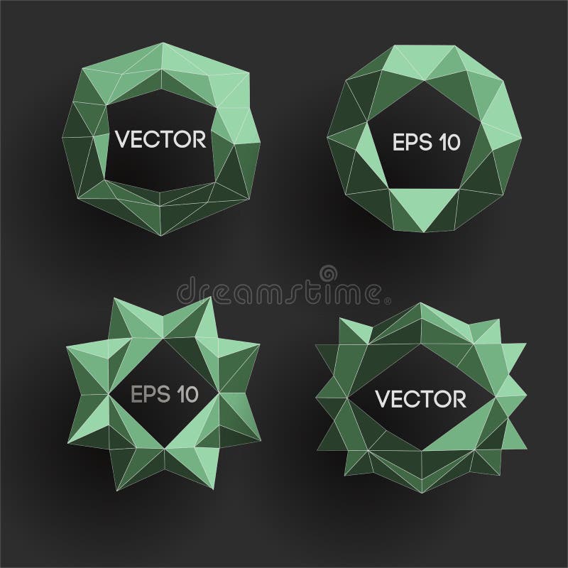 Abstract Low Poly Modern Labels. Vector Low Poly Frame with Space for ...