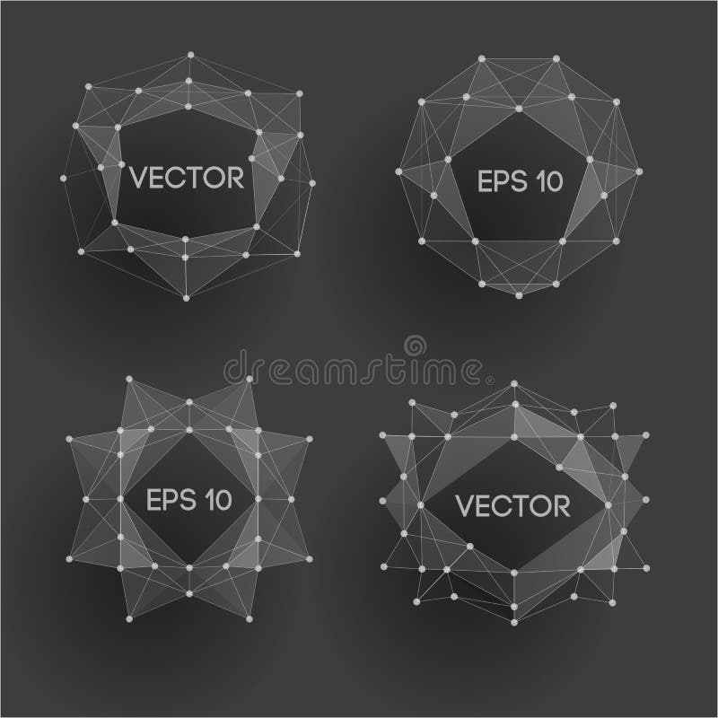 Abstract Low Poly Modern Labels. Vector Low Poly Frame with Space for ...
